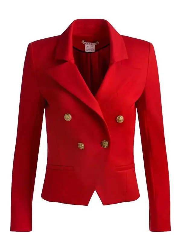 Alice + Olivia Sable Double-breasted Cropped Blazer - Red