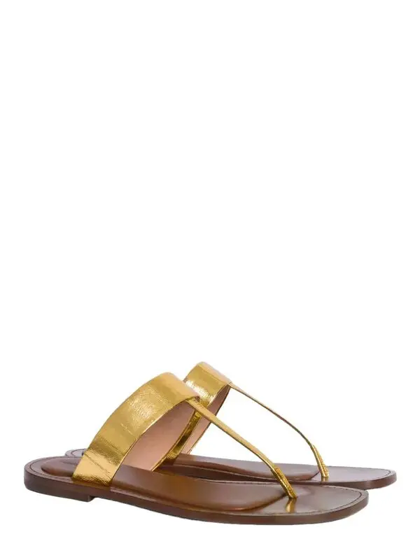 Alberta Ferretti Metallic Thong Sandals - Gold