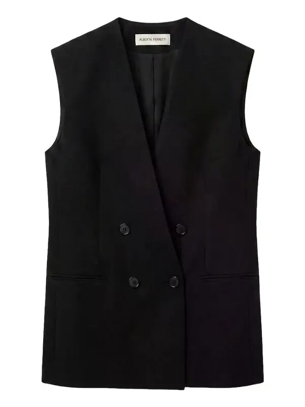 Alberta Ferretti V-neck Double-breasted Jacket - Black