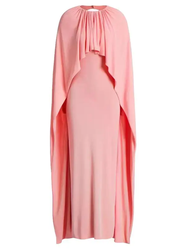 Alberta Ferretti Open-back Cape Maxi Dress - Pink