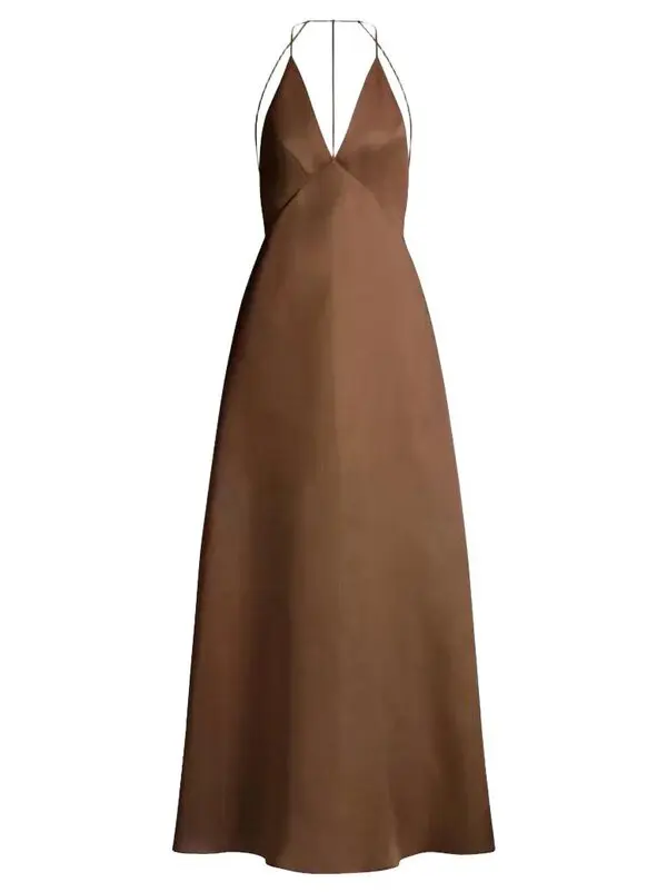 Alberta Ferretti V-neck Open-back Maxi Dress - Brown