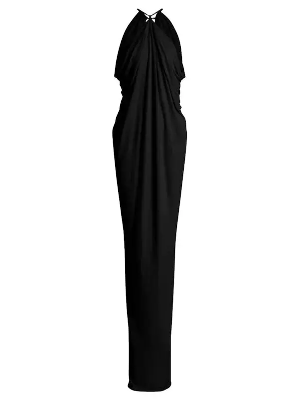 Alberta Ferretti Halterneck Draped Maxi Dress - Black