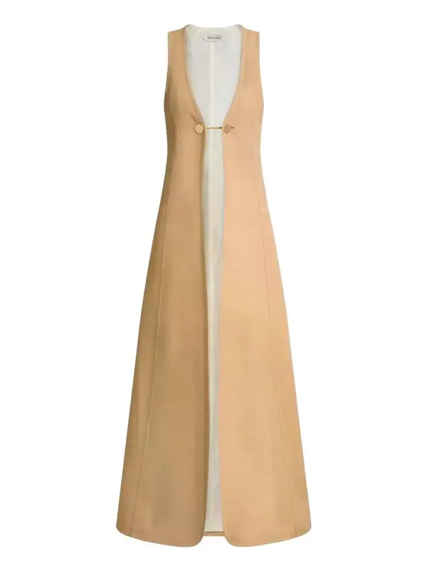 Alberta Ferretti Front Clasp Fastening Long Coat - Neutrals
