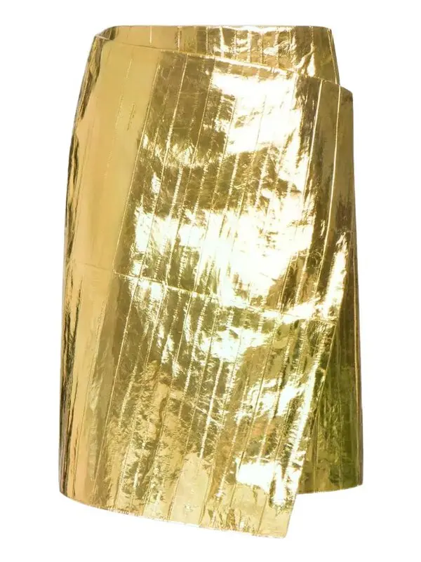 Alberta Ferretti Metallic Wrap Skirt - Gold