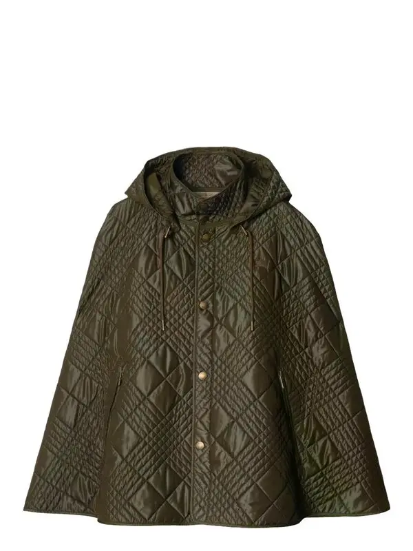 Burberry Micro Check-stitch Nylon Blend Cape - Green