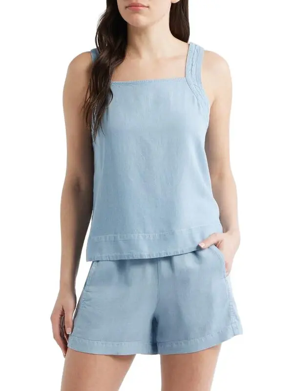 Bernardo Back Tie Sleeveless Top - Washed Indigo