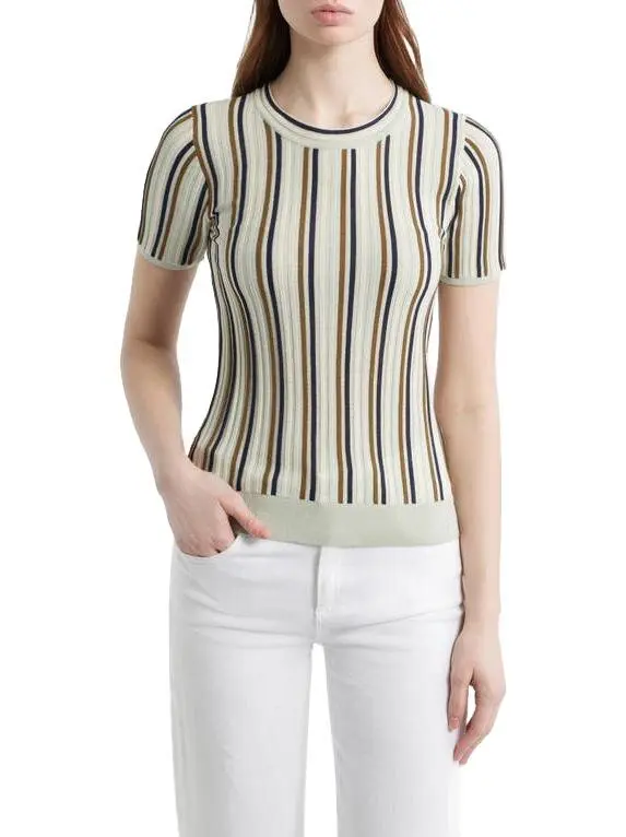 Rag & Bone Victoria Stripe Rib Knit Top - Blue Multi