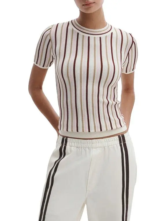 Rag & Bone Victoria Stripe Rib Knit Top - Pink Multi