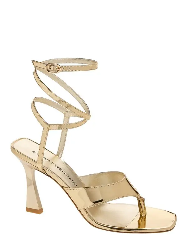 STUART WEITZMAN Vinnie Wrap 85 Sandal - Platino Specchio