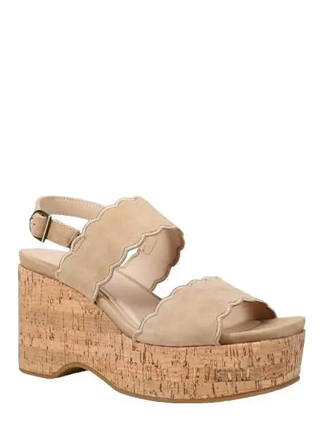 Pelle Moda Cicel Slingback Platform Wedge Sandal - Fawn