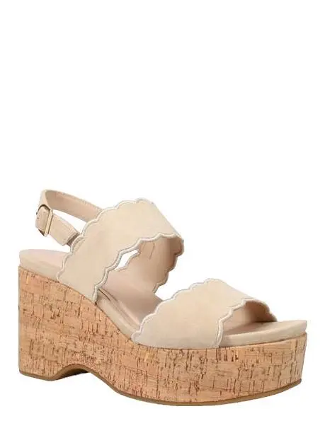 Pelle Moda Cicel Slingback Platform Wedge Sandal - Latte
