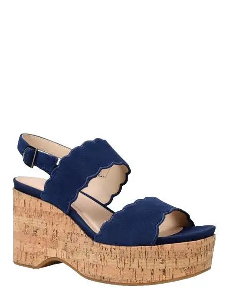 Pelle Moda Cicel Slingback Platform Wedge Sandal - Midnight