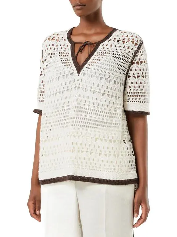 Marina Rinaldi Garza Crochet Sweater - Ivory