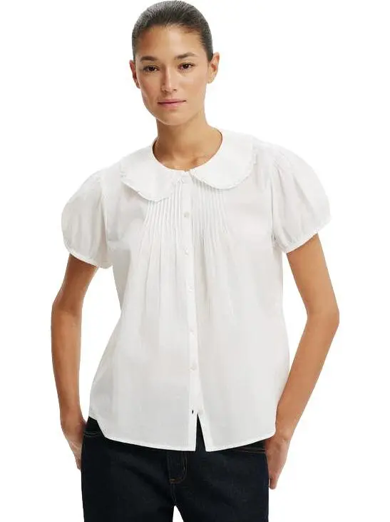 COTTON ON Edie Babydoll Shirt - White