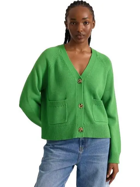 ALBARAY Cotton Relaxed Cardigan - Green