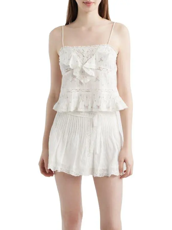 LoveShackFancy Embroidered Ruffle Camisole - Sun Bleached Meadow