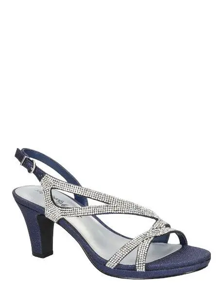 EASY WORKS BY EASY STREET Radiant Slingback Sandal - Navy Glitter-stones