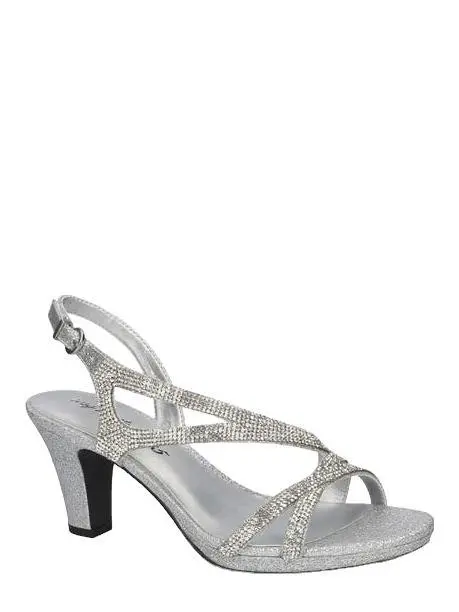 EASY WORKS BY EASY STREET Radiant Slingback Sandal - Silver Glitter-stones