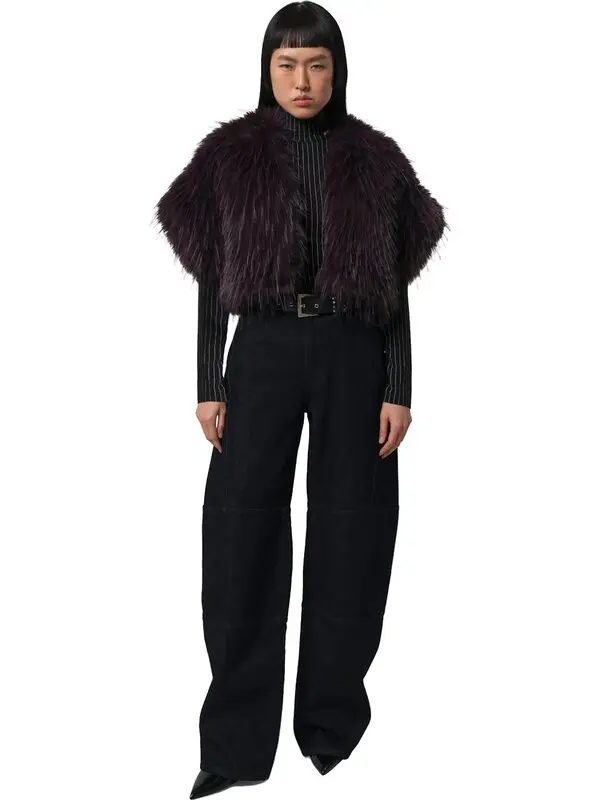Apparis Devin Faux Fur Shrug - Midnight