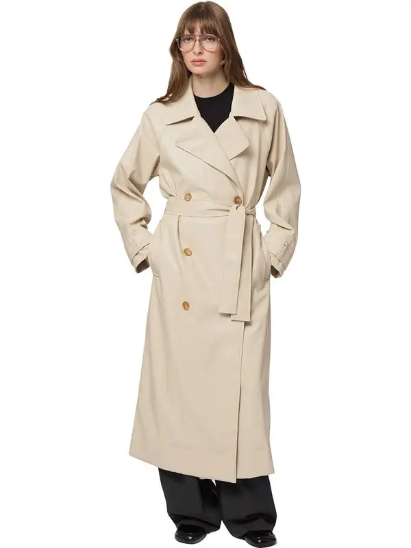 Apparis Lana Sans Leather Trench Coat - Latte