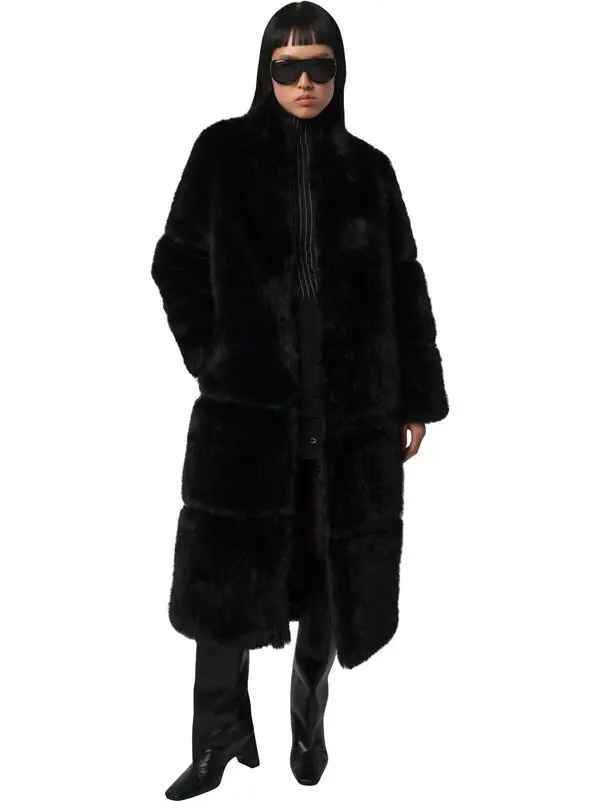 Apparis Sylke Sable Tiered Coat - Noir