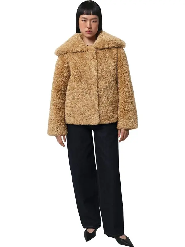 Apparis Collins Recycled Bouclette Faux Shearling Coat - Camel