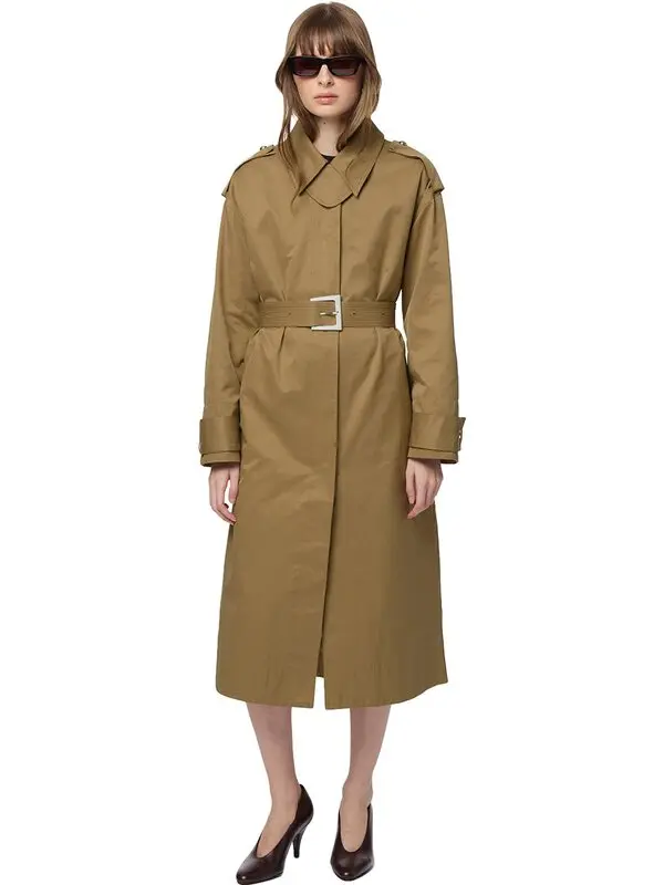 Apparis Joan Long Trench Coat - Olive