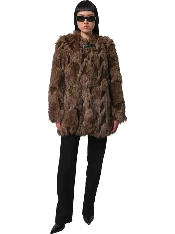 Apparis Petra Patchwork Faux Fur Coat - Cedar Multi