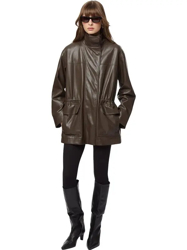 Apparis Edie Sans Leather Parka - Deep Brown