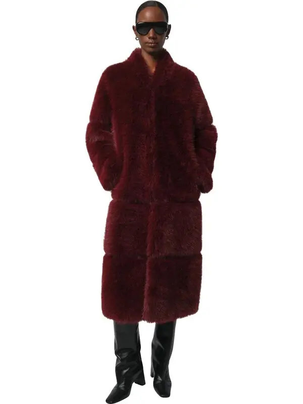 Apparis Sylke Sable Long Coat - Merlot