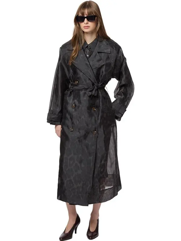 Apparis Lana Leopard-print Organza Trench Coat - Dark Leopard