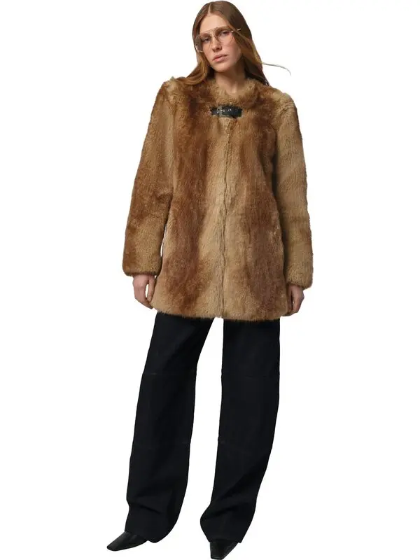 Apparis Petra Faux Mink Fur Coat - Blonde Mink