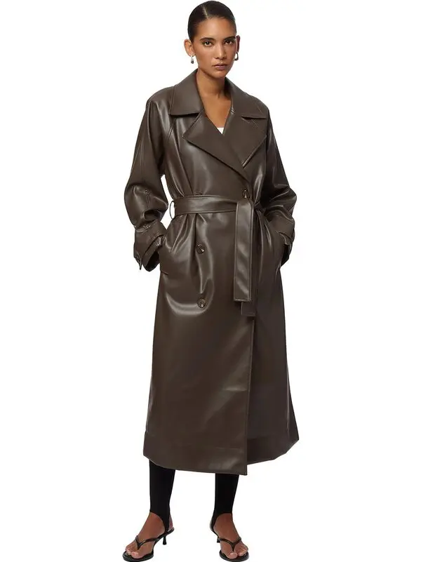 Apparis Lana Sans Leather Trench Coat - Deep Brown