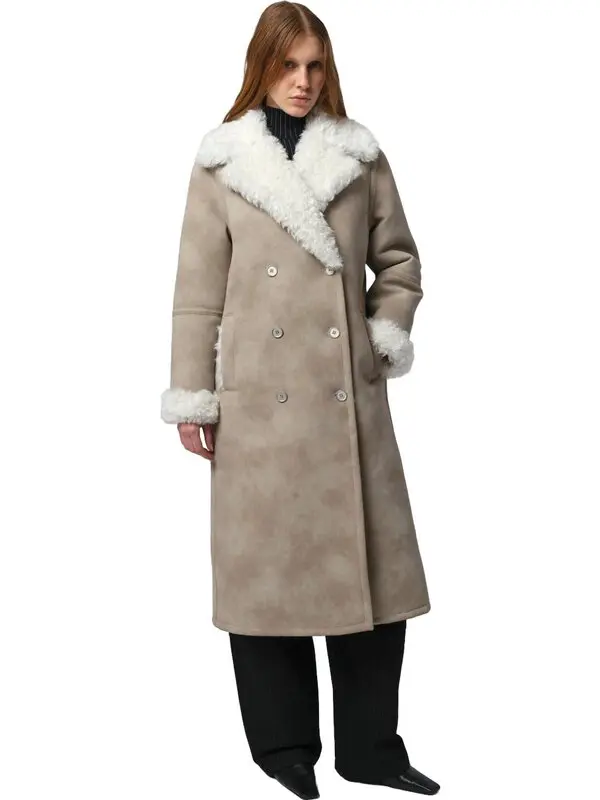 Apparis Simone Overcoat - Pearl Grey/blanc