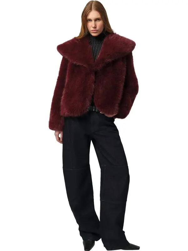 Apparis Yara Sable Faux Fur Coat - Merlot