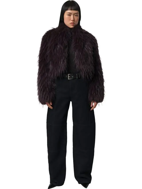 Apparis Ginette Faux Fur Cropped Jacket - Midnight