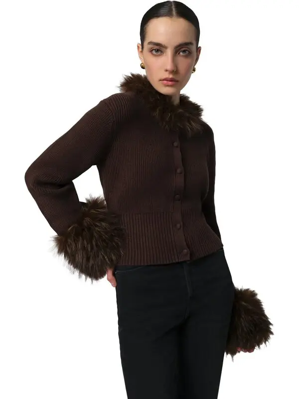 Apparis Rosa Ribbed Cardigan - Dark Brown/dk Brown