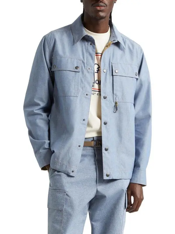 Moncler Chambray Snap Shirt Jacket - Rain Washed