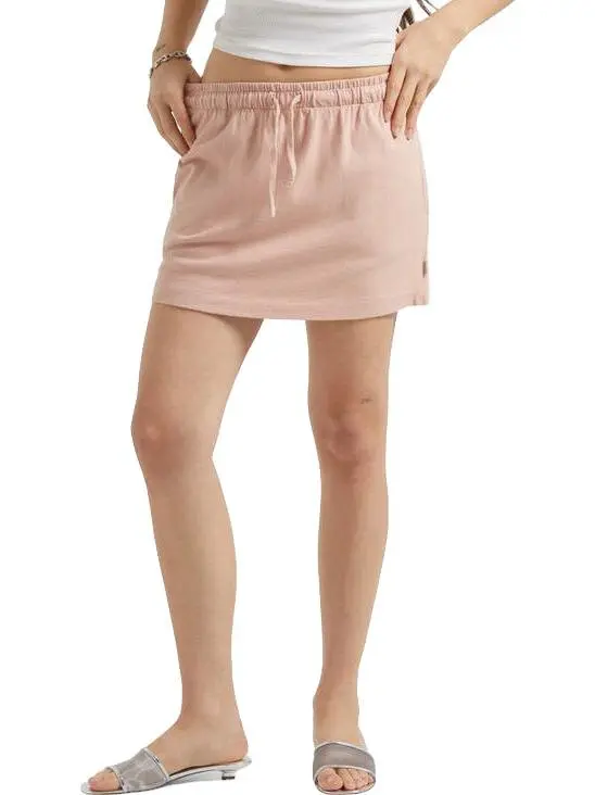 Brixton Carefree Organic Cotton Drawstring Miniskirt - Silver Pink