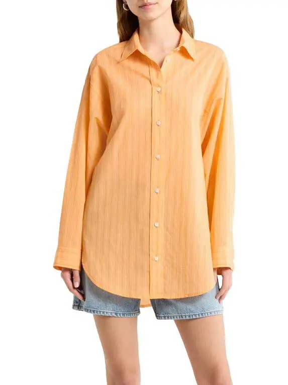 AGOLDE Sona Pinstripe Oversize Shirt - Fontana Stripe Orange Soda