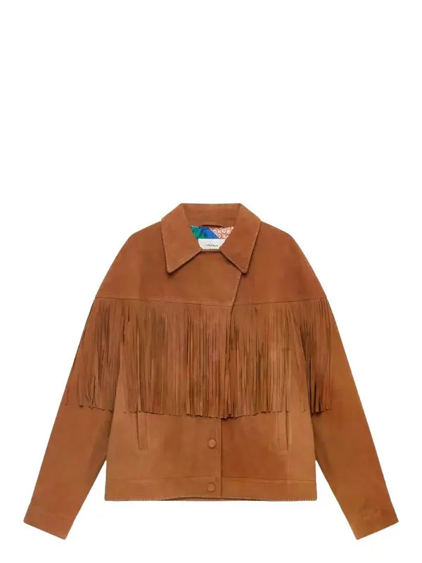 Malìparmi Fringed Biker Jacket - Brown
