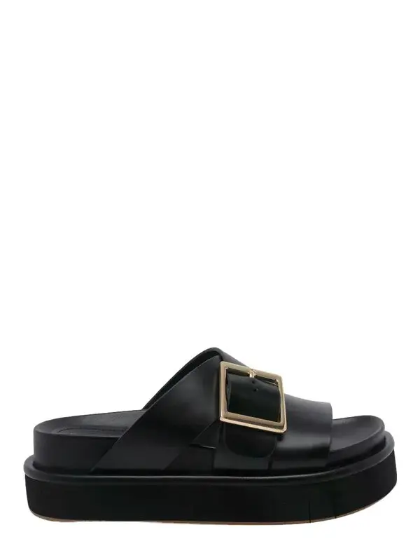 PALOMA BARCELO Demi Buckle Leather Sandals - Black