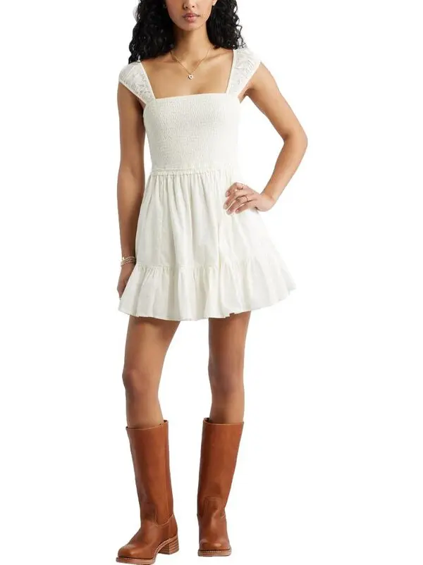 Bp. Cap Sleeve Cotton Mini Dress - Ivory