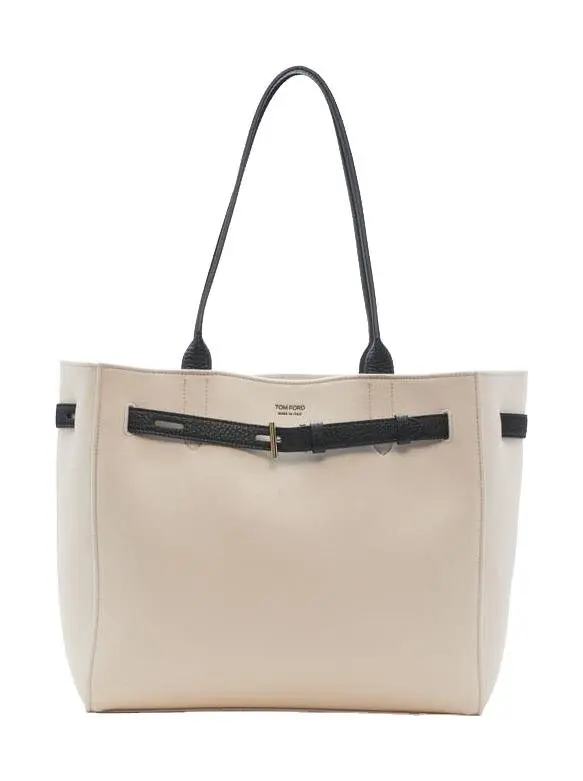 TOM FORD Audrey Canvas Tote - Ecru/black