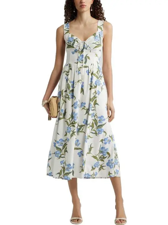 Chelsea28 Floral Print Midi Dress - Blue Poppy Play