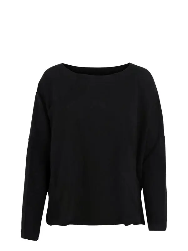 Black Label Boat Neck Long-sleeve Sweatshirt - Black