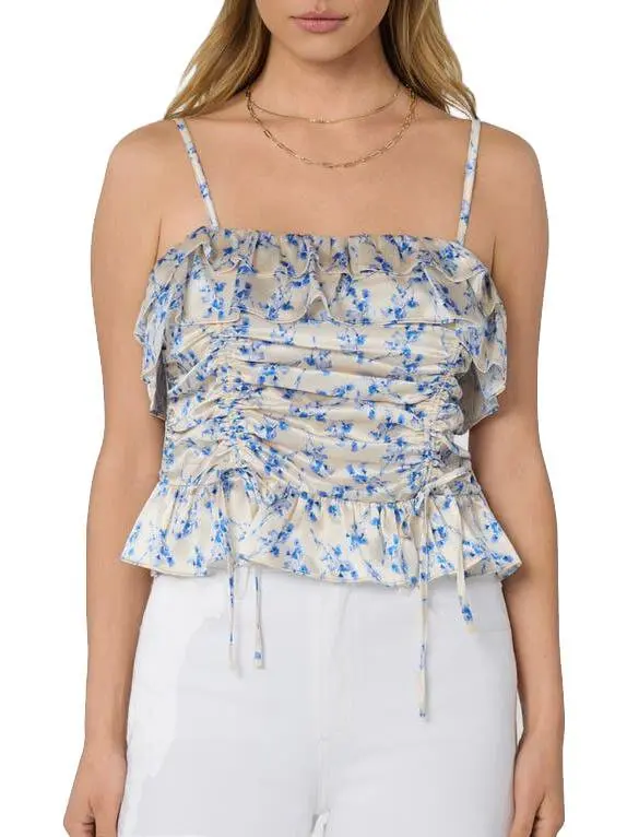Astr The Label Brynn Side Cinch Camisole - Blue Ditsy Floral
