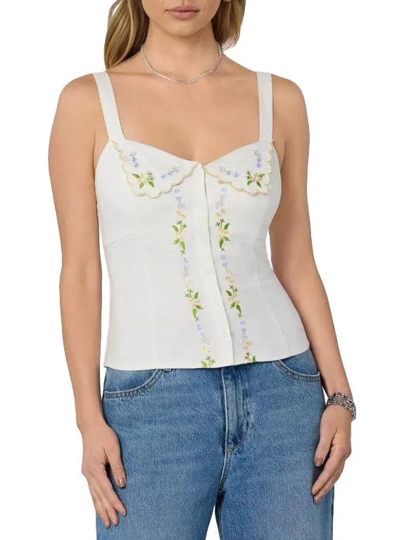 Astr The Label Floral Embroidered Button-up Top - Off White