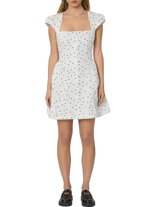Astr The Label Averi Polka Dot Minidress - White/black Polka Dot