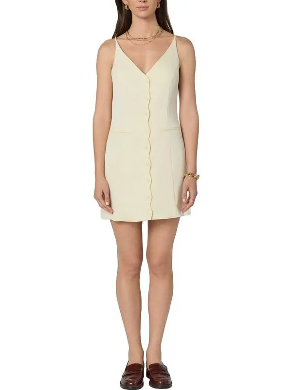 Astr The Label Calissa Scallop Sheath Mini Dress - Pale Yellow
